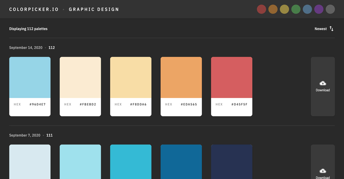 ColorPicker.io | Curated Color Palettes for Graphic Design